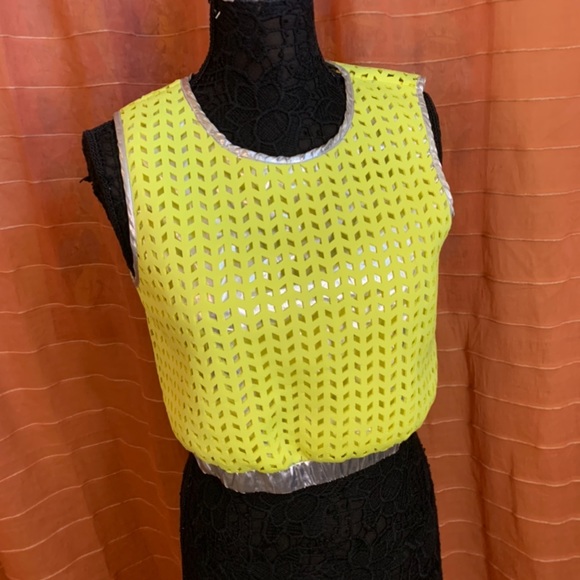 DO+BE | Swim | Rave 8s Vintageneon Yellow Silver Futuristic Crop Top ...